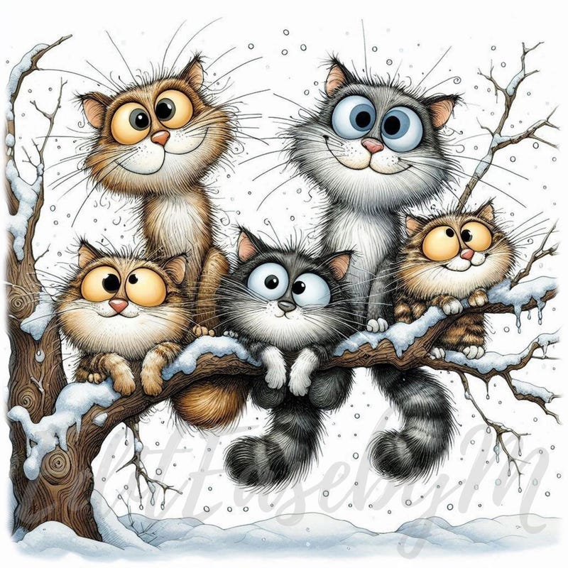 Quirky Winter Cat - Etsy UK