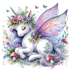 Enchanted Fairy Unicorn Clipart | 10 High-quality 300 DPI Jpegs ...