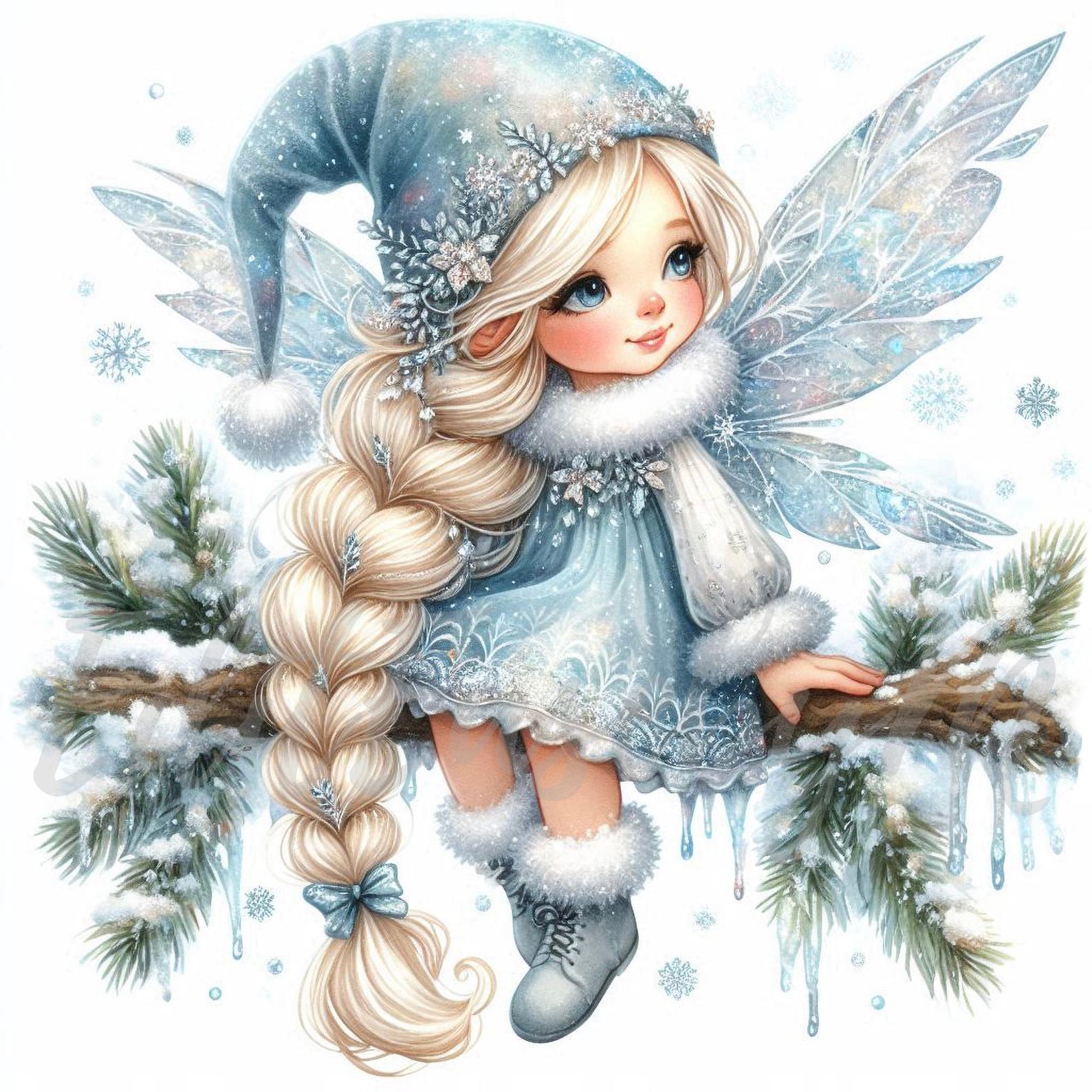 Winter Snowflake Fairy Gnome Clipart 10 High-quality 300 DPI Jpgs ...