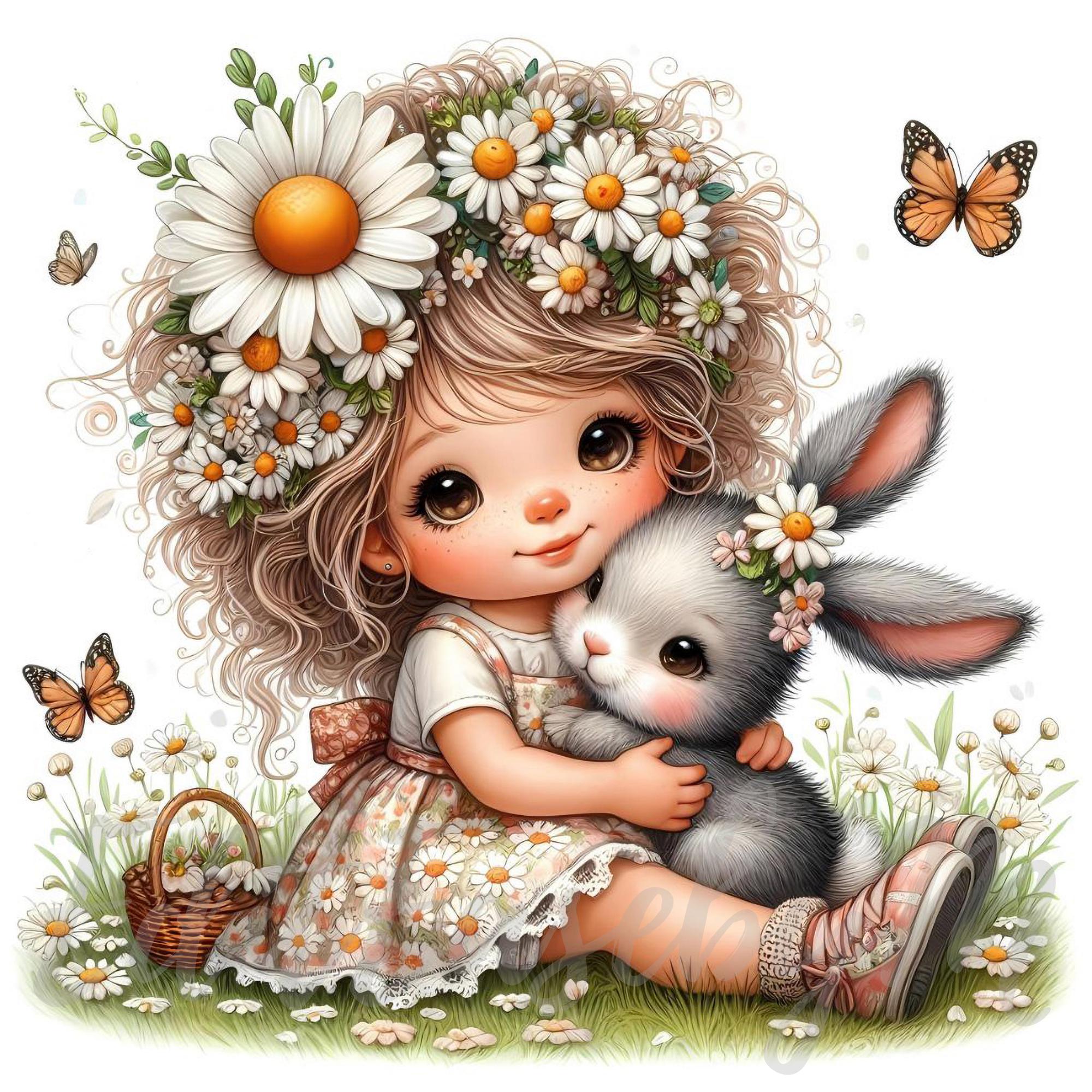 Bunny Friend Gnome Clipart | 10 High-quality 300 DPI Jpegs Commercial ...