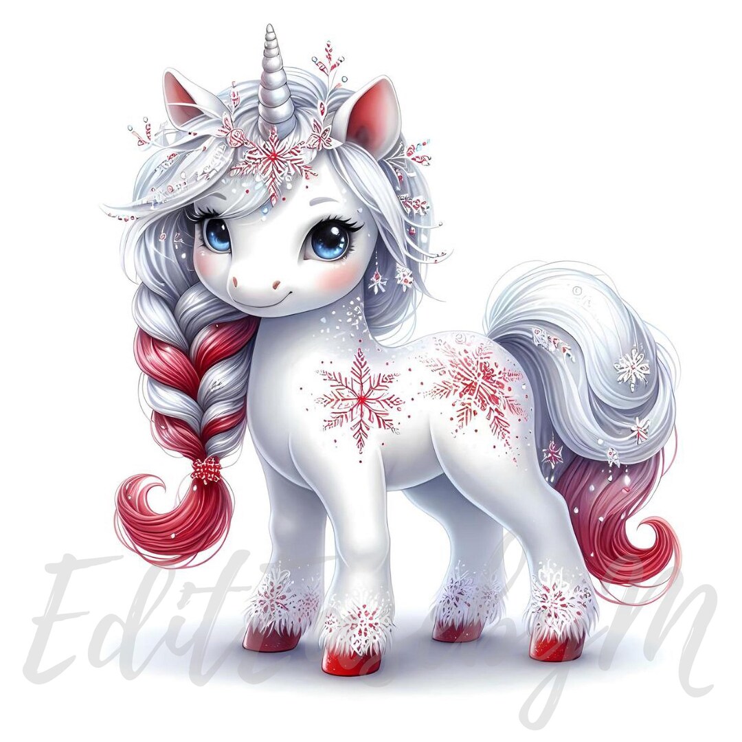 Christmas Unicorn Clipart | 10 High-quality 300 DPI Jpegs Commercial ...