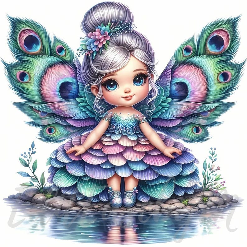 Peacock Prism Fairy Clipart | 10 High-quality 300 DPI Jpegs Commercial ...