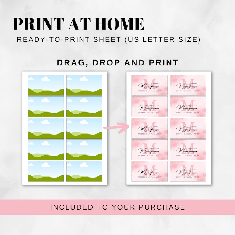 QR Code Business Card Template | Pink Nail Tech Editable Nail Artist ...