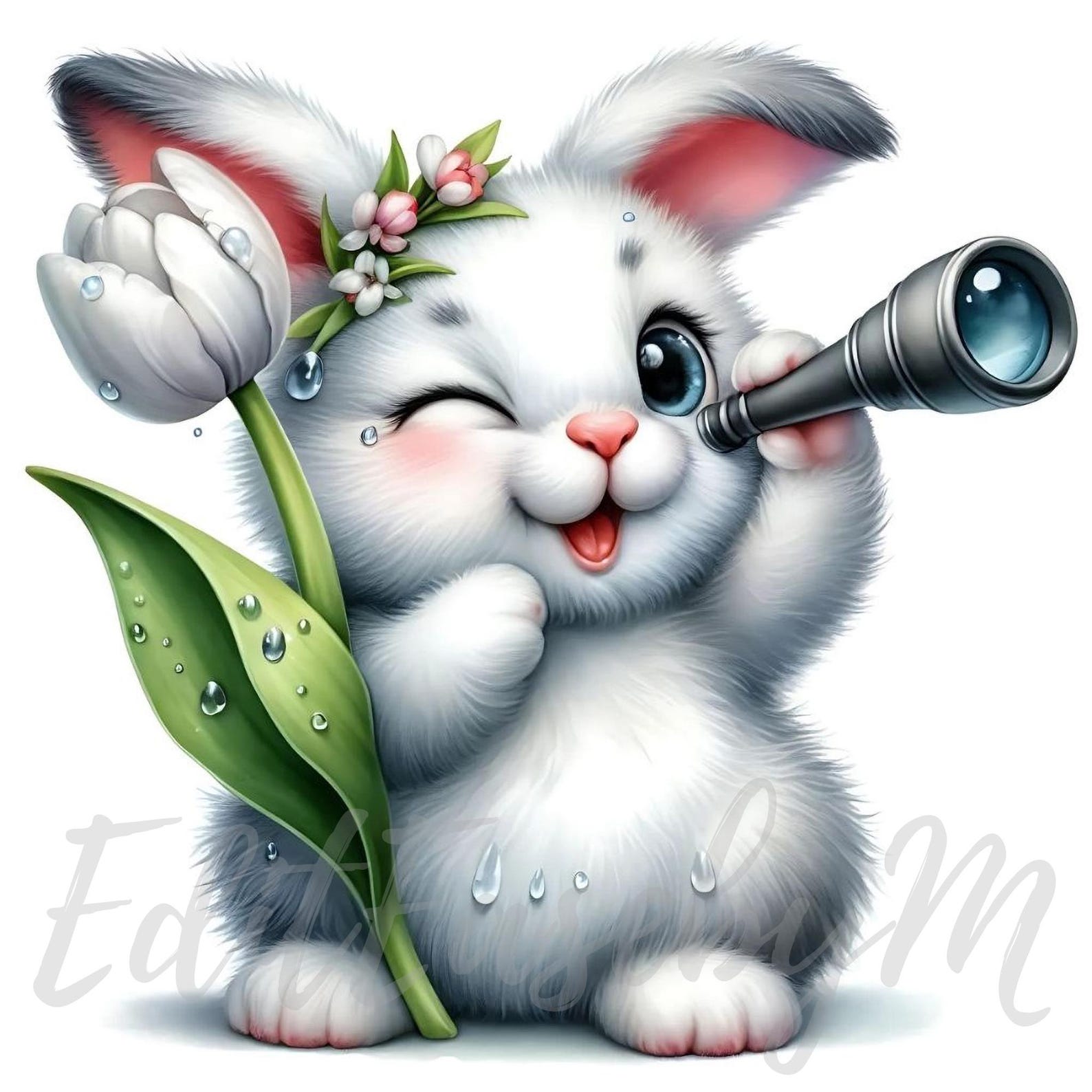 Tulip Bunny Clipart | 10 High-quality 300 DPI Jpegs Commercial Use ...
