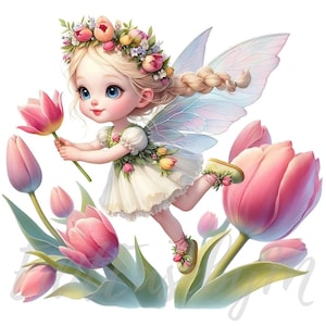Tulip Sprite Fairy Clipart | 10 High-quality 300 DPI Jpegs Commercial ...