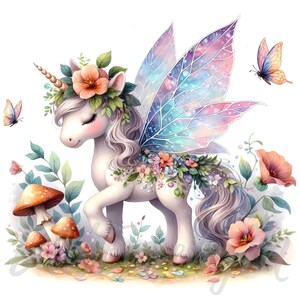 Enchanted Fairy Unicorn Clipart | 10 High-quality 300 DPI Jpegs ...