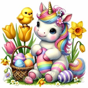Easter Egg Unicorn Clipart | 10 High-quality 300 DPI Jpegs Commercial ...