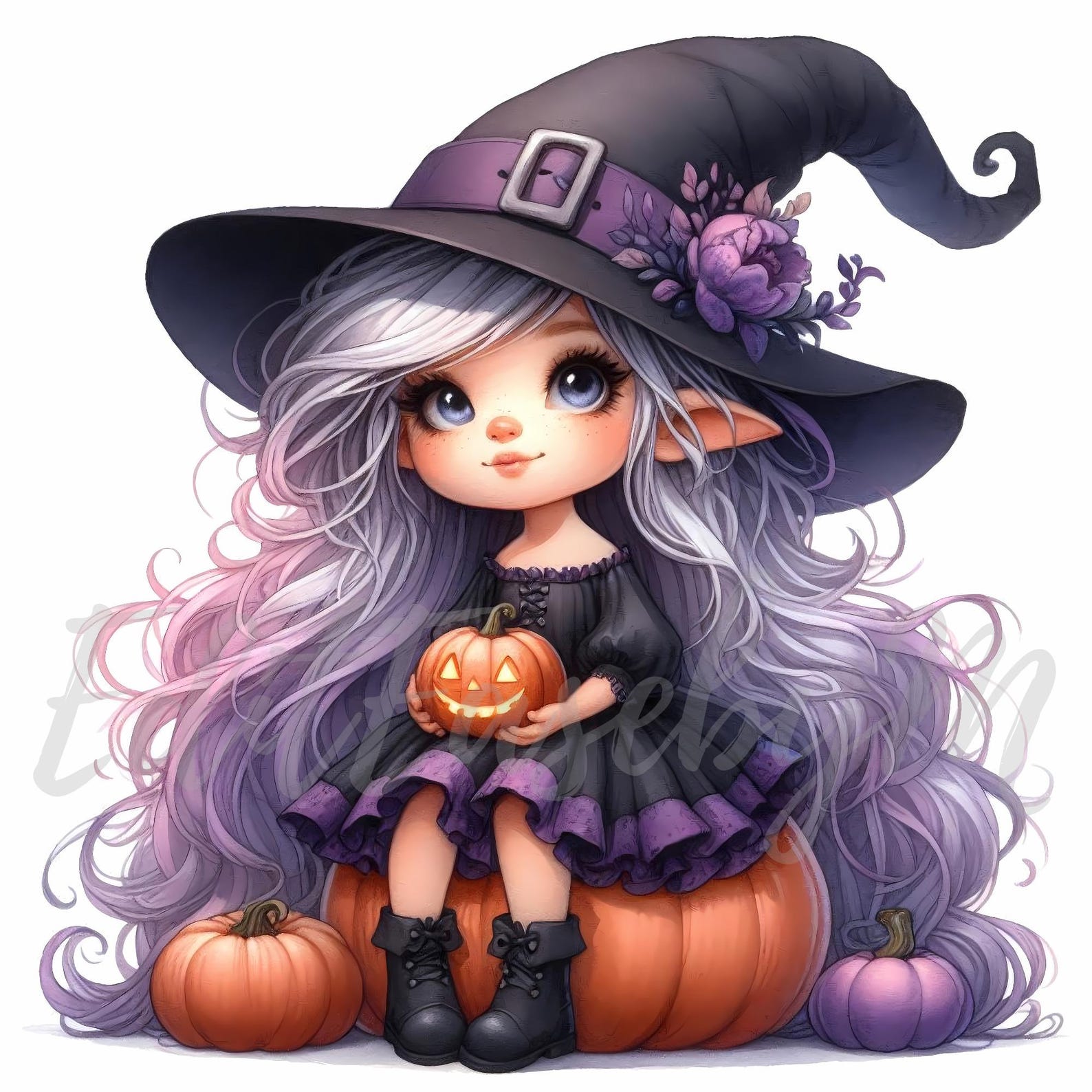 Adorable Little Witch Gnome Clipart I 10 High-quality 300 DPI Jpegs ...