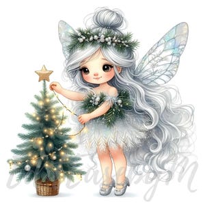 Christmas Tree Fairy Clipart | 10 High-quality 300 DPI Jpegs Commercial ...