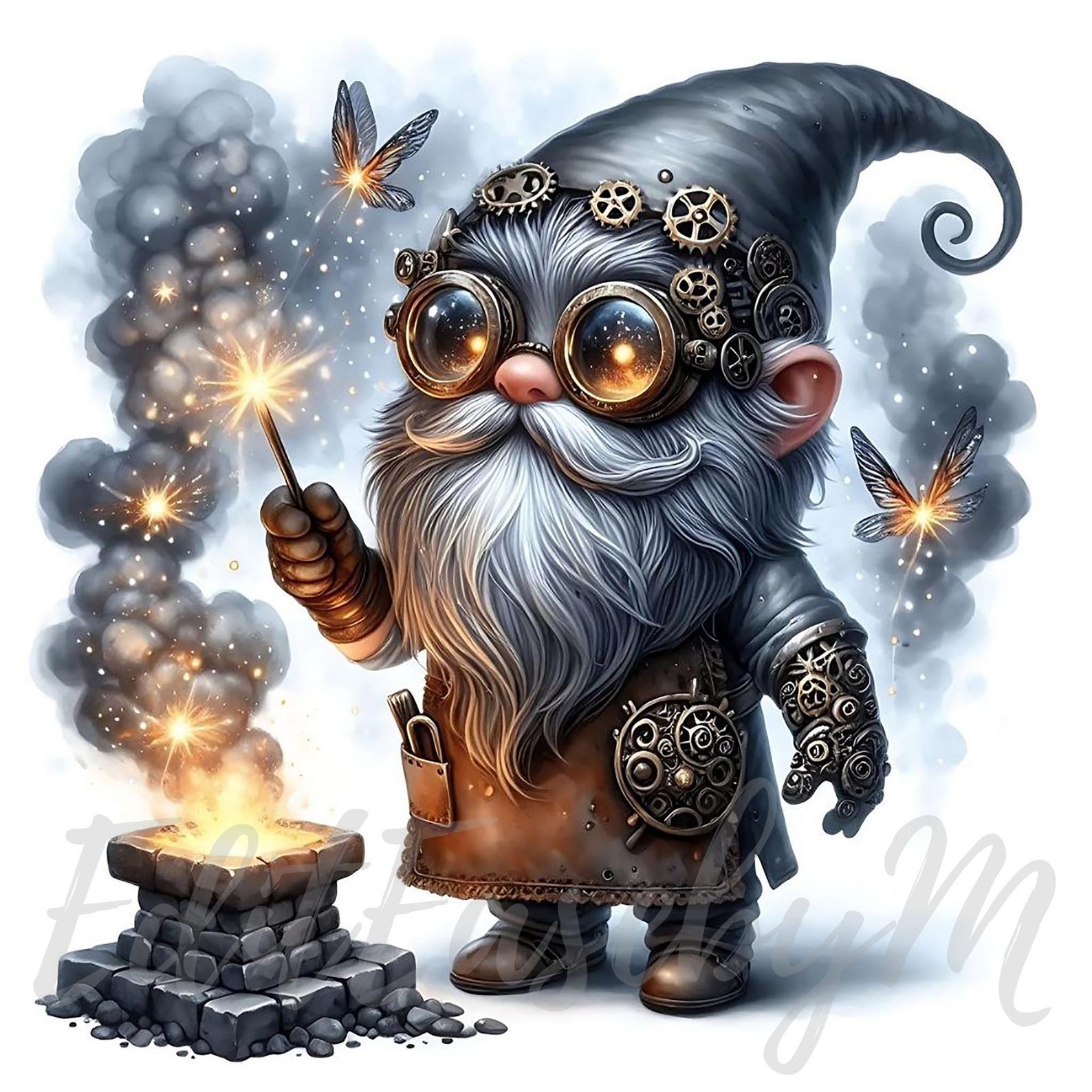 Forge Whisperer Gnome Clipart | 10 High-quality 300 DPI JPEG Commercial ...