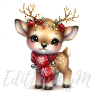 Christmas Reindeer Clipart | 10 High-quality 300 DPI Jpegs Commercial ...