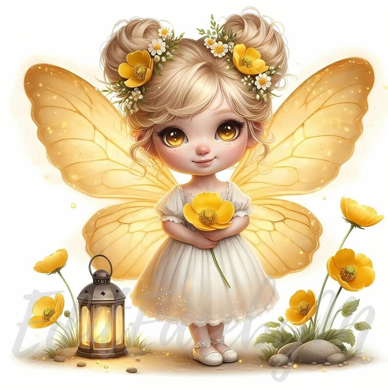 Buttercup Lantern Fairy Clipart | 10 High-quality 300 DPI Jpegs ...