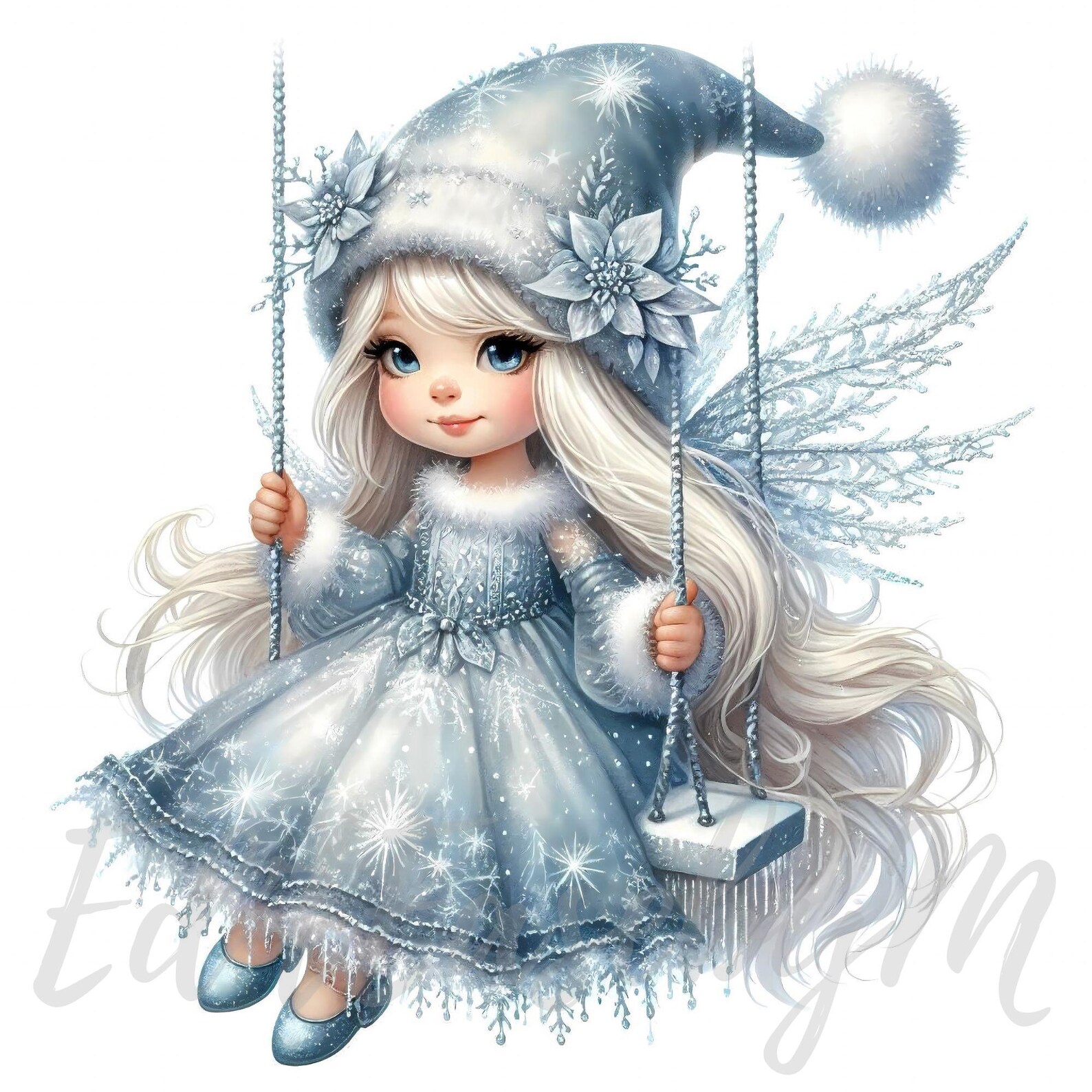 Winter Snowflake Fairy Gnome Clipart | 10 High-quality 300 DPI Jpgs ...
