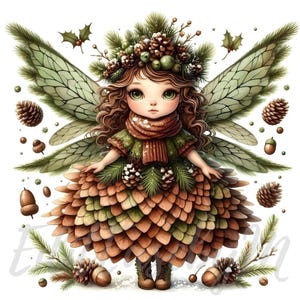 Pinecone Woodland Fairy Clipart | 10 High-quality 300 DPI Jpegs ...