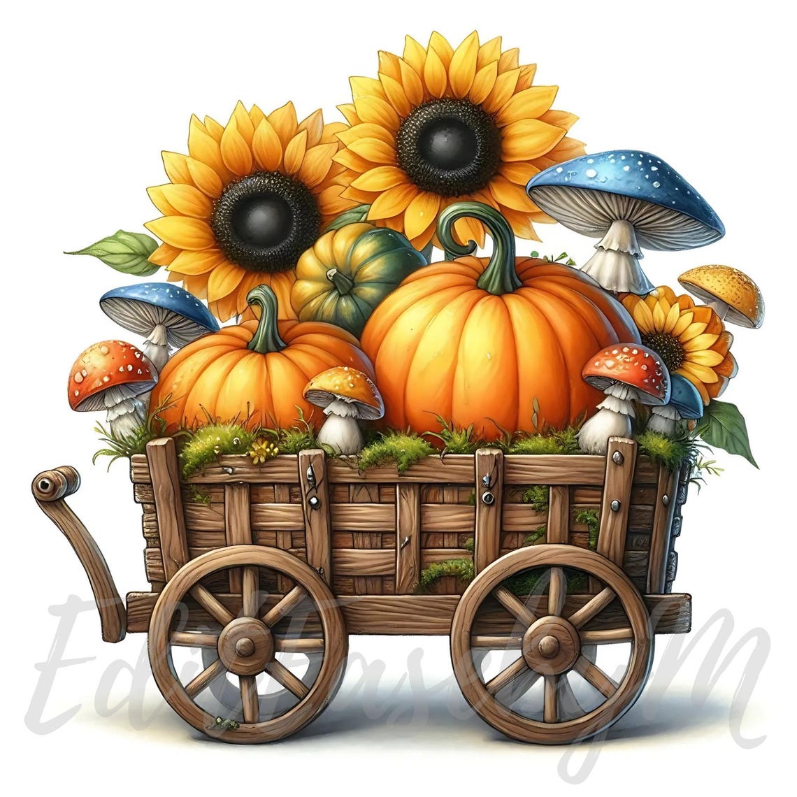 Pumpkin Wagon Clipart | 10 High-quality 300 DPI JPEG Commercial Use ...