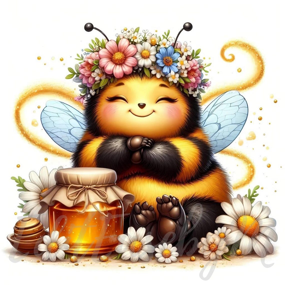 Pollen Puff Bee Clipart | 10 High-quality 300 DPI Jpegs Commercial Use ...