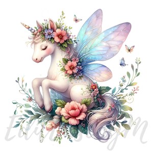 Enchanted Fairy Unicorn Clipart | 10 High-quality 300 DPI Jpegs ...