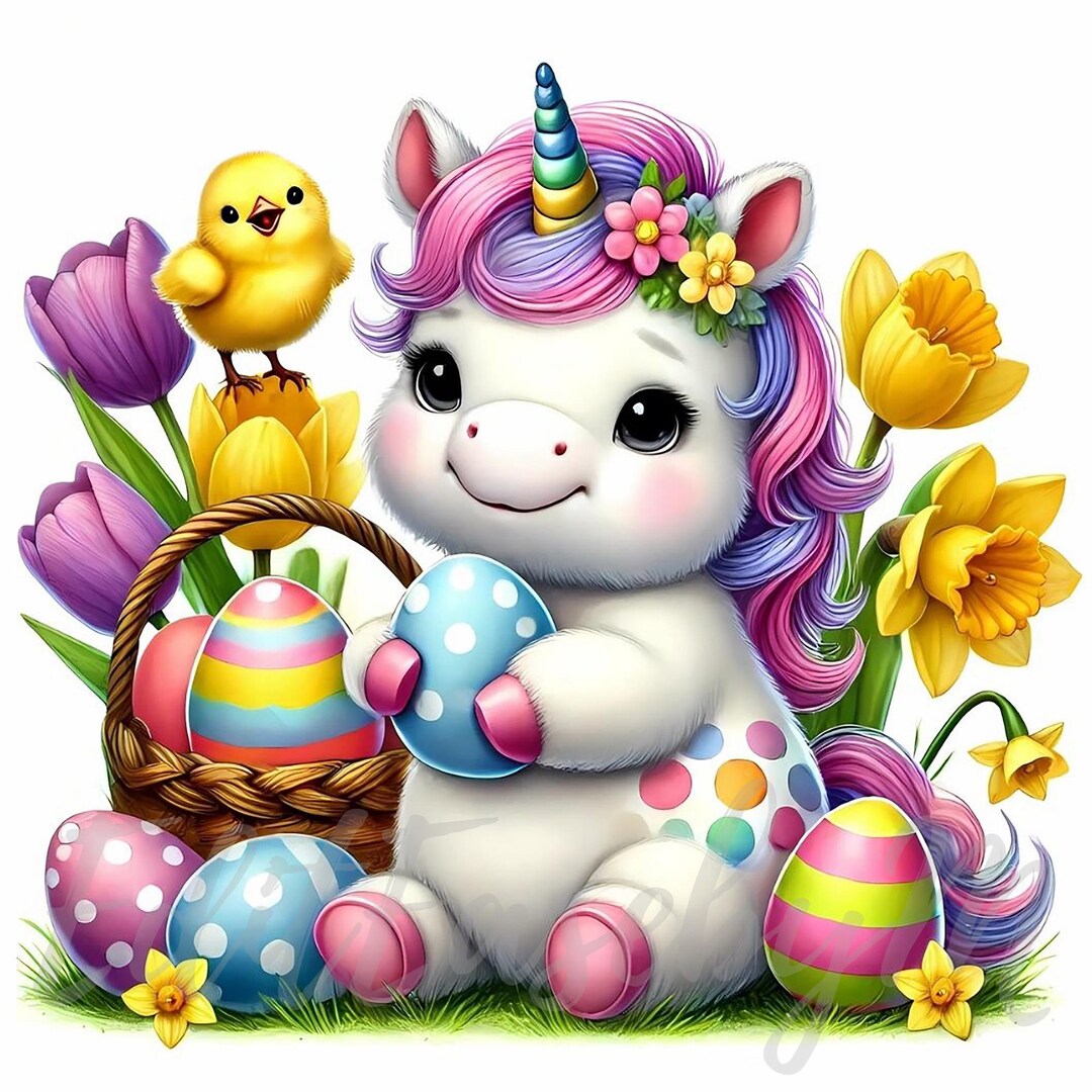 Easter Egg Unicorn Clipart | 10 High-quality 300 DPI Jpegs Commercial ...