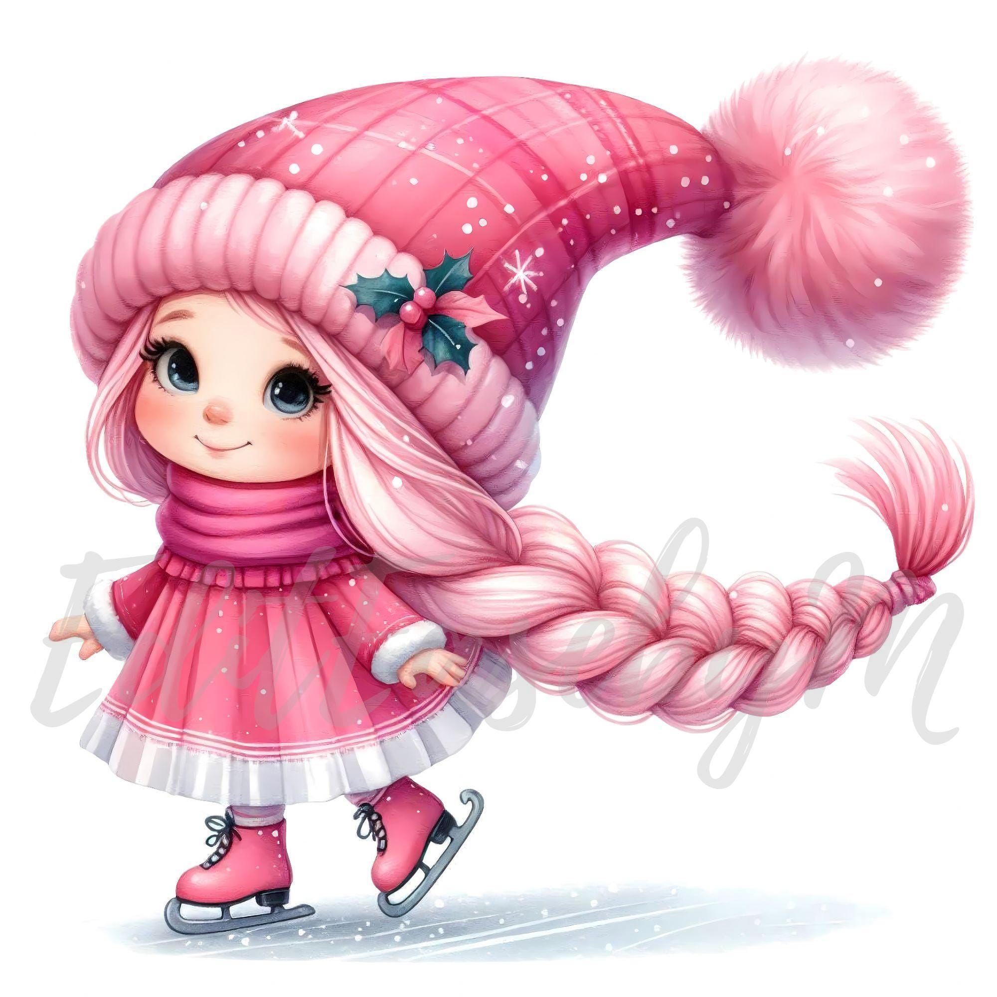 Pink Christmas Gnome Clipart | 10 High-quality 300 DPI Jpegs Commercial ...
