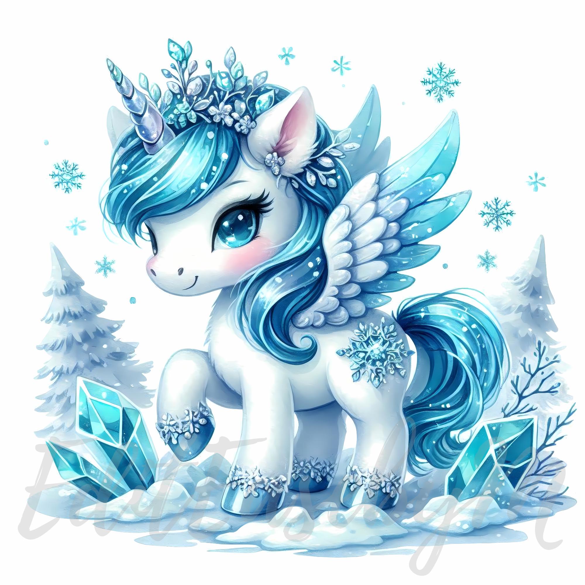 Winter Wonderland Unicorn Clipart | 10 High-quality 300 DPI Jpegs ...