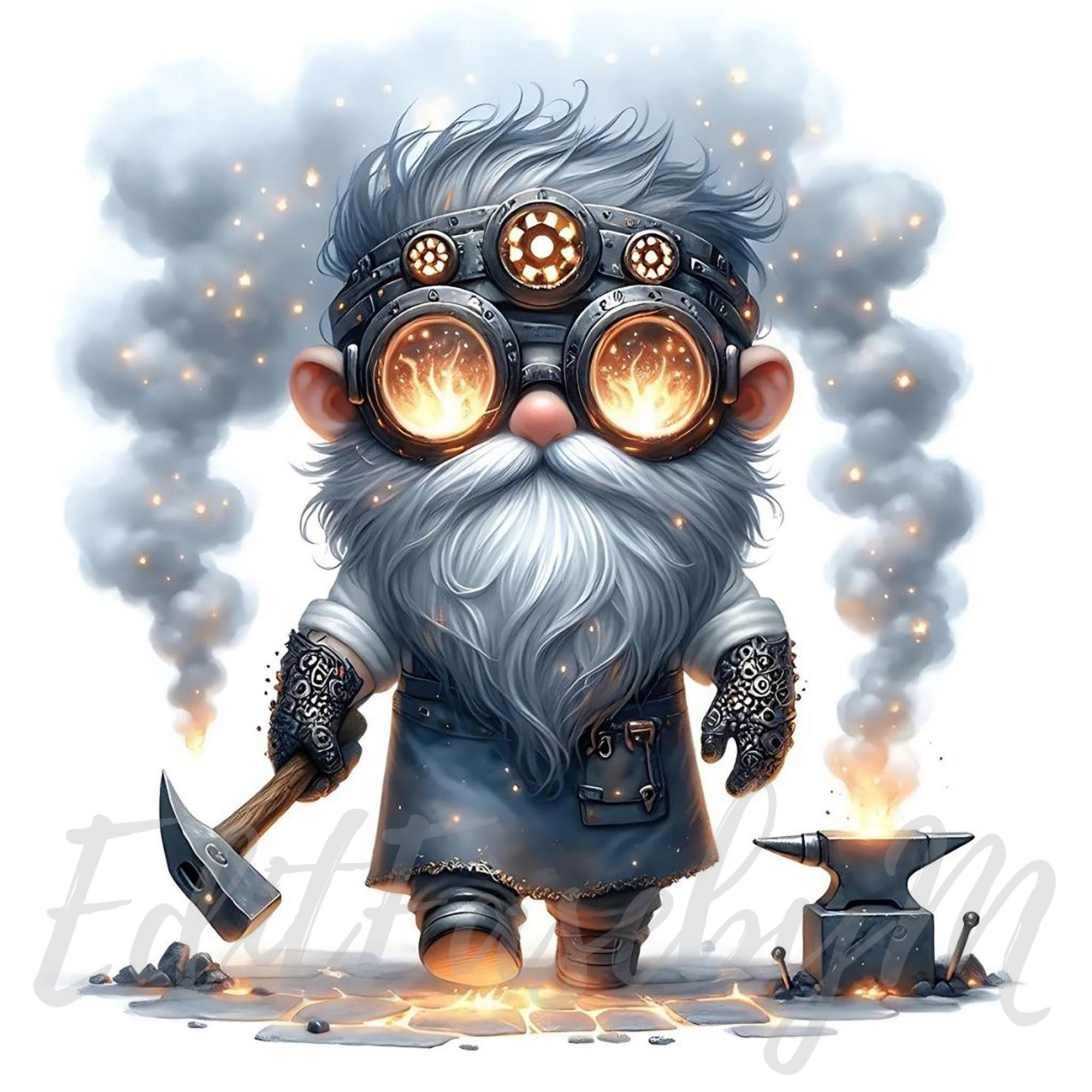 Forge Whisperer Gnome Clipart | 10 High-quality 300 DPI JPEG Commercial ...