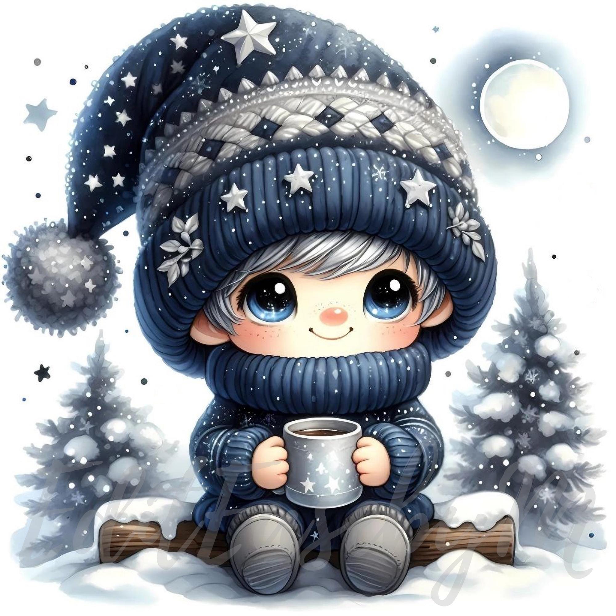 Starry Night Gnome Clipart | 10 High-quality 300 DPI Jpegs Commercial ...