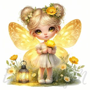 Buttercup Lantern Fairy Clipart | 10 High-quality 300 DPI Jpegs ...