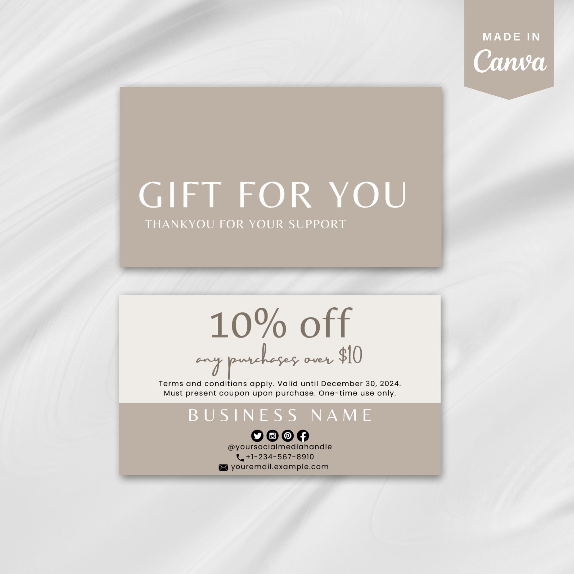 Editable Coupon Card Template Customizable Marketing Card for Small ...