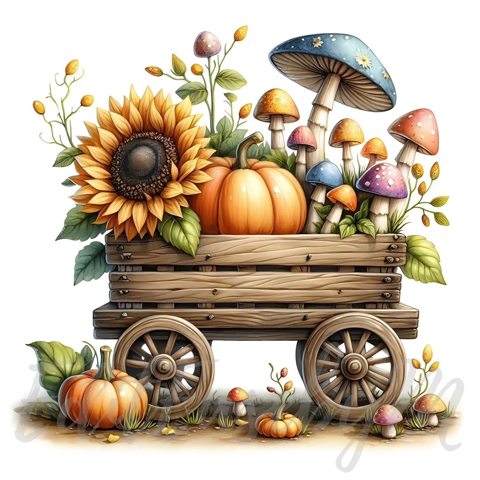 Pumpkin Wagon Clipart | 10 High-quality 300 DPI JPEG Commercial Use ...