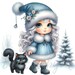 Winter Gnome With Night Cat Clipart | 10 High-quality 300 DPI Jpegs ...