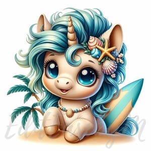 Island Breeze Unicorn Clipart | 10 High-quality 300 DPI Jpegs ...
