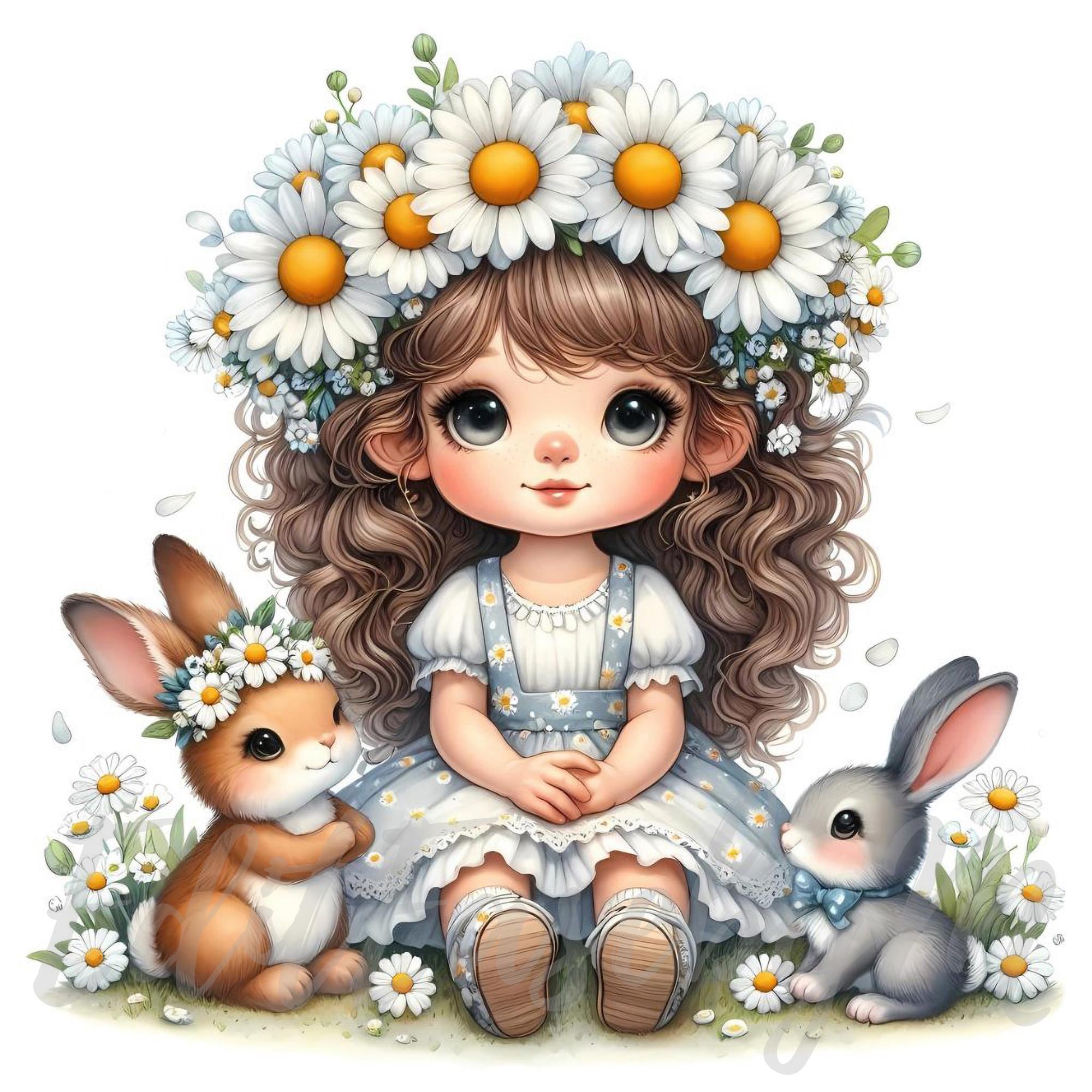 Bunny Friend Gnome Clipart | 10 High-quality 300 DPI Jpegs Commercial ...