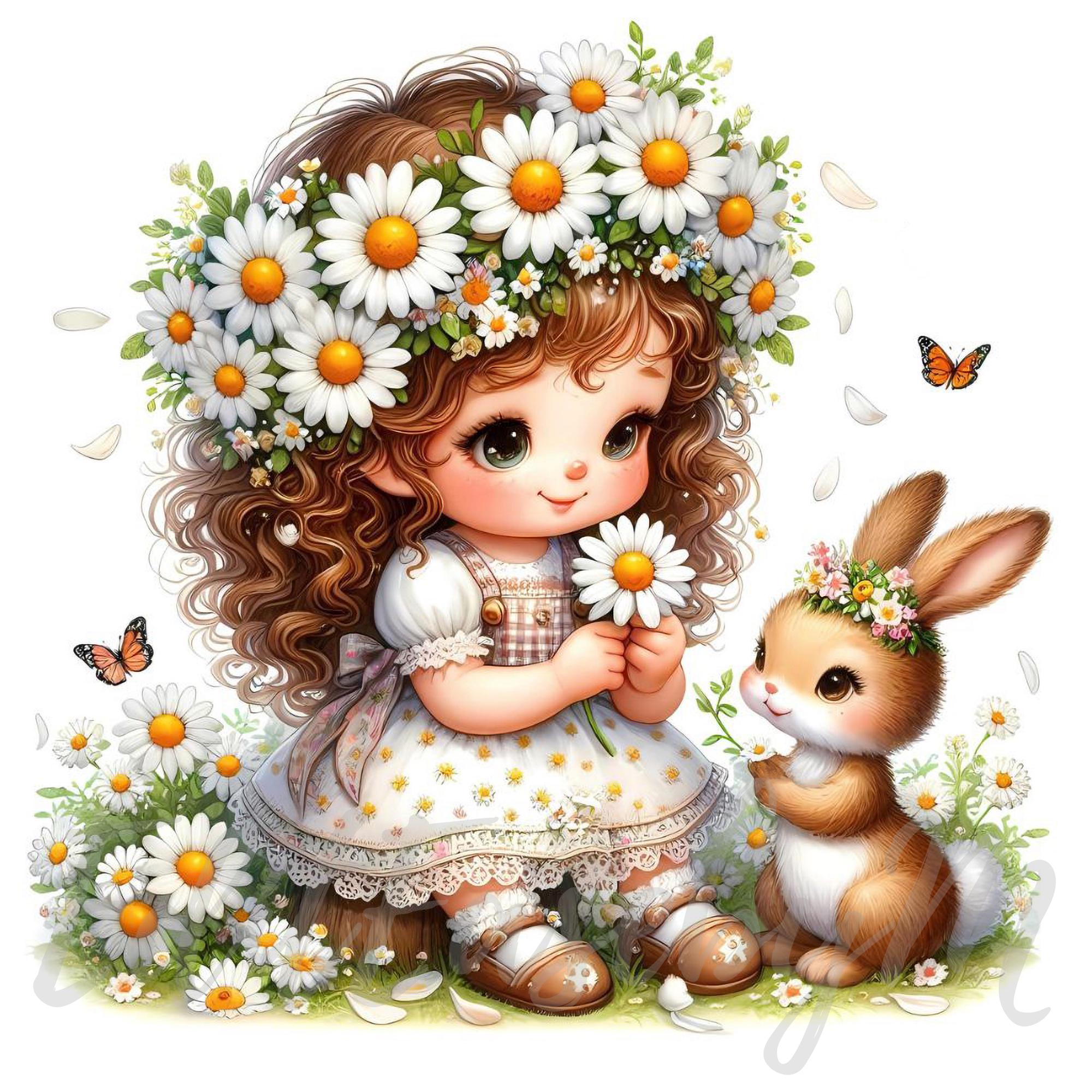 Bunny Friend Gnome Clipart | 10 High-quality 300 DPI Jpegs Commercial ...