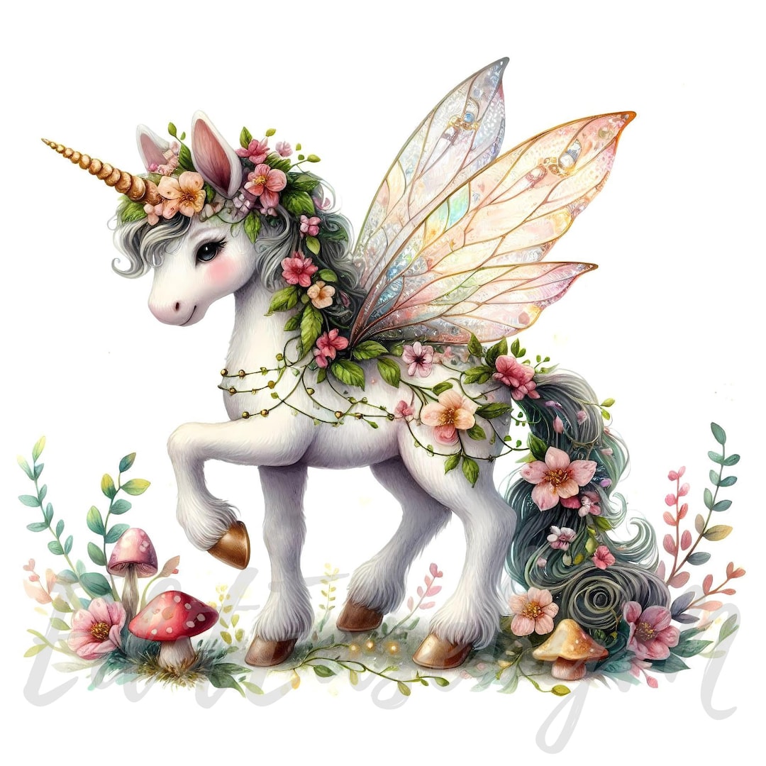 Enchanted Fairy Unicorn Clipart | 10 High-quality 300 DPI Jpegs ...