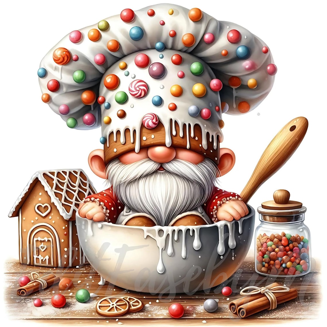 Gingerbread Baker Gnome Clipart | 10 High-quality 300 DPI JPG ...