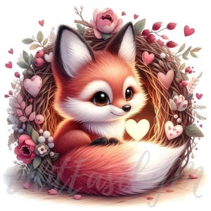 Snuggle Fox Clipart | 10 High-quality 300 DPI Jpegs Commercial Use ...