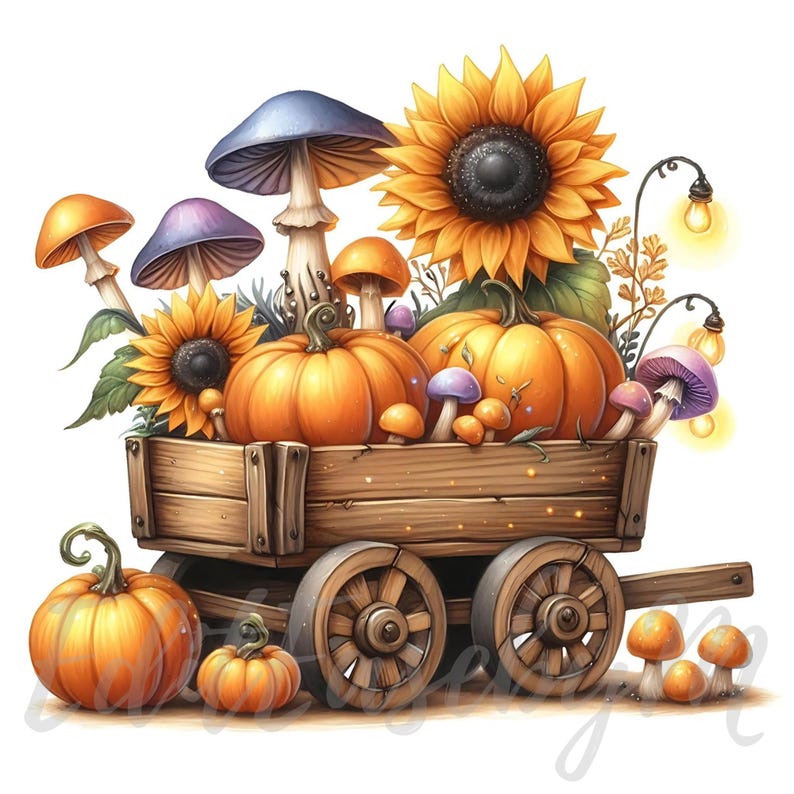 Pumpkin Wagon Clipart | 10 High-quality 300 DPI JPEG Commercial Use ...