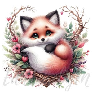 Snuggle Fox Clipart | 10 High-quality 300 DPI Jpegs Commercial Use ...