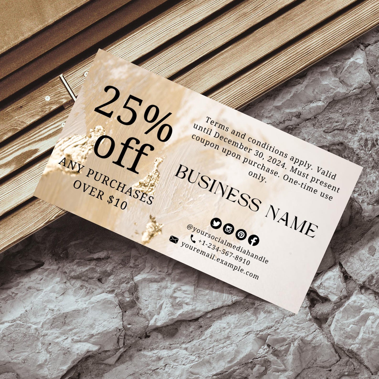 Elegant Gold Coupon Card Template Editable Coupon Card Canva Template ...