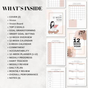 12 Week Year Planner Template | Printable 90 Day Goal Planner SMART ...