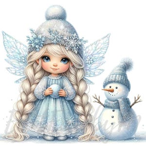 Winter Snowflake Fairy Gnome Clipart | 10 High-quality 300 DPI Jpgs ...