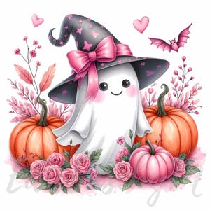 Cute Witch Ghost Clipart | 10 High-quality 300 DPI Jpegs Commercial Use ...