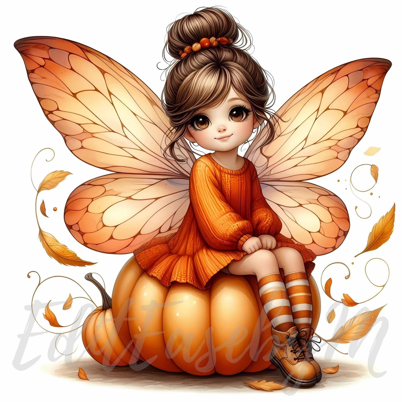 Pumpkin Spice Fairy Clipart | 10 High-quality 300 DPI JPG Commercial ...