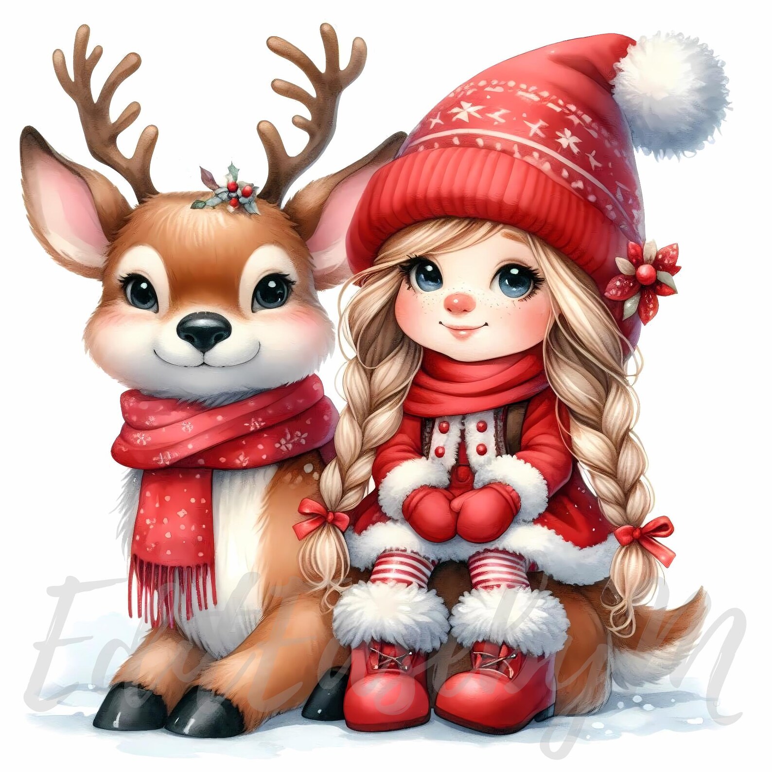 Reindeer Friend Gnome Clipart | 10 High-quality 300 DPI Jpegs ...
