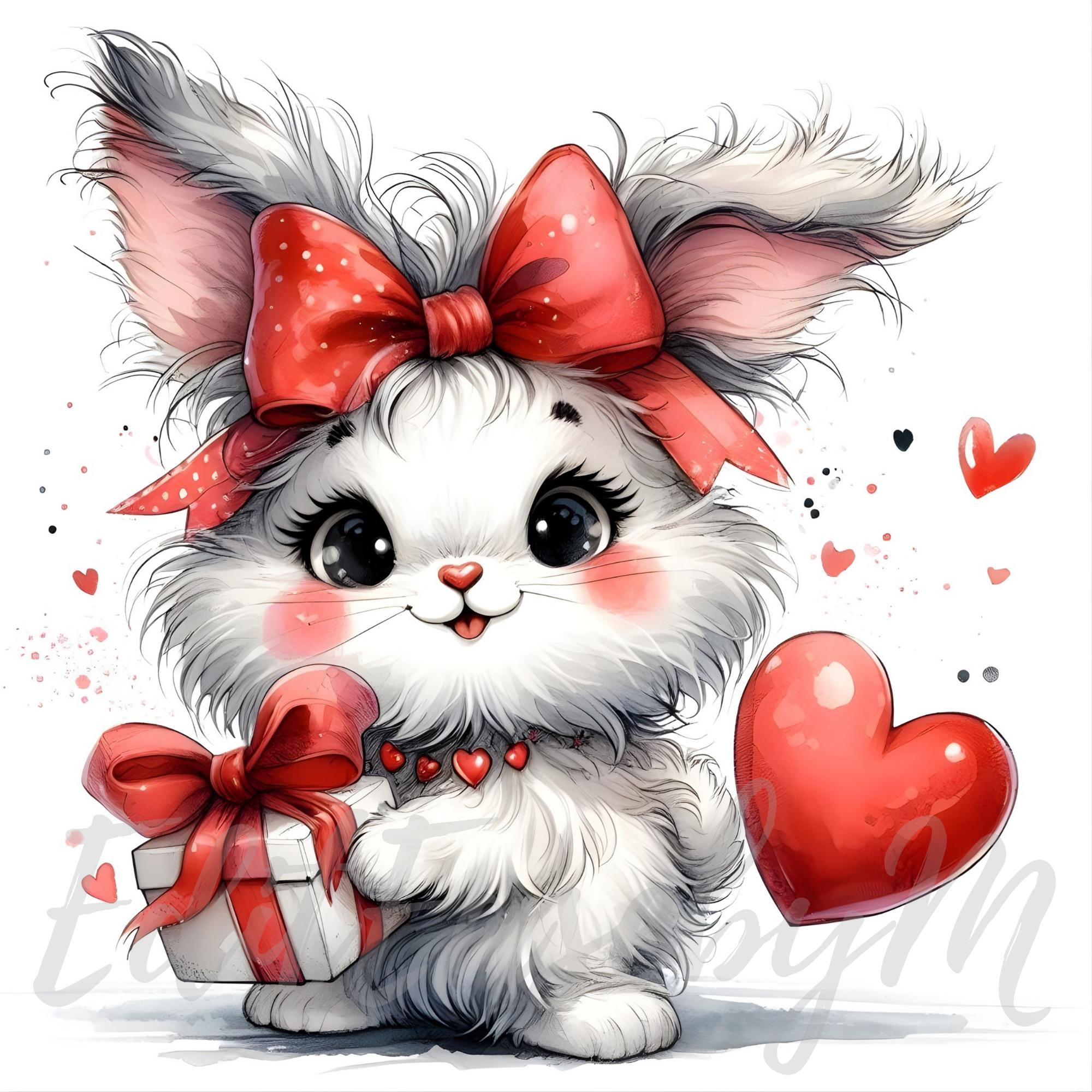 Valentine Bunny Clipart | 10 High-quality 300 DPI Jpegs Commercial Use ...