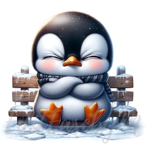 Quirky Christmas Penguin Clipart | 10 High-quality 300 DPI Jpegs ...