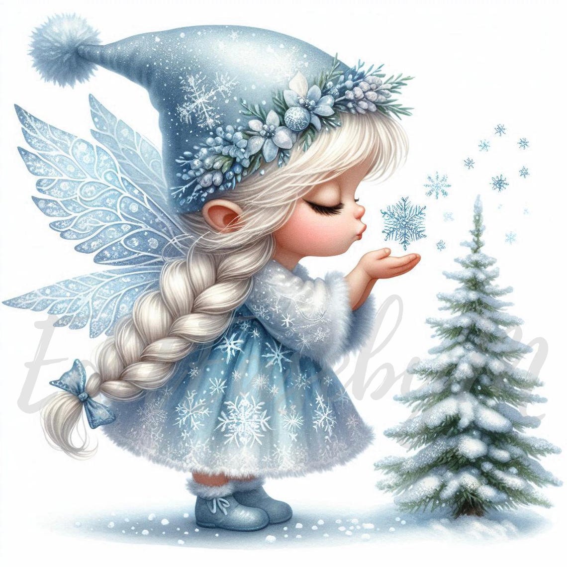 Winter Snowflake Fairy Gnome Clipart 10 High-quality 300 DPI Jpgs ...