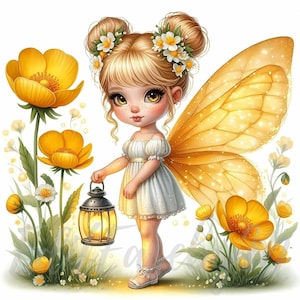 Buttercup Lantern Fairy Clipart | 10 High-quality 300 DPI Jpegs ...