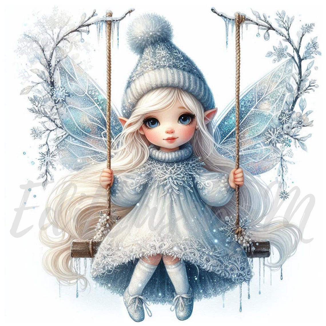 Winter Snowflake Fairy Gnome Clipart 10 High-quality 300 DPI Jpgs ...