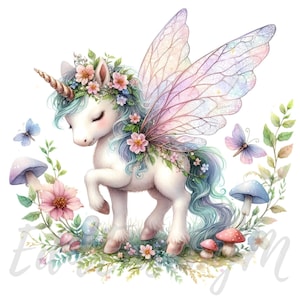 Enchanted Fairy Unicorn Clipart | 10 High-quality 300 DPI Jpegs ...